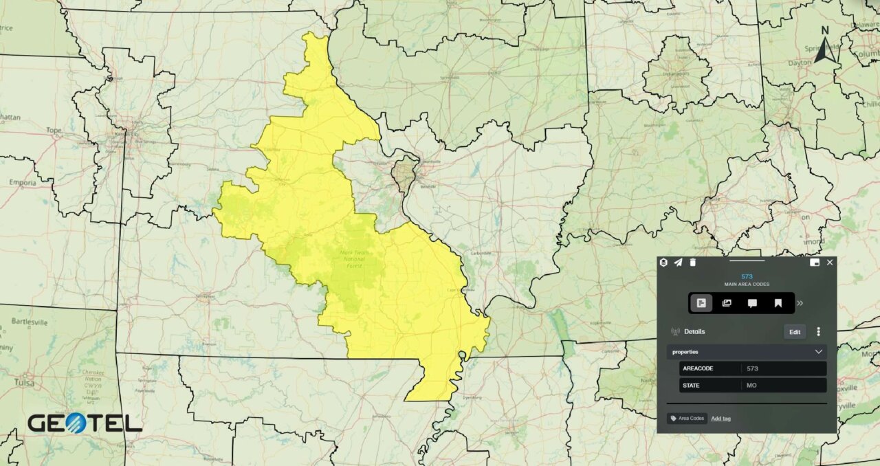 Area Code Boundaries | GeoTel